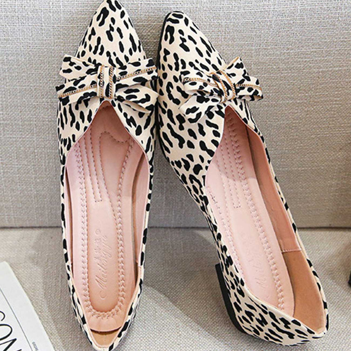Pointed Toe Leopard Print Bow Flats – AROLORA