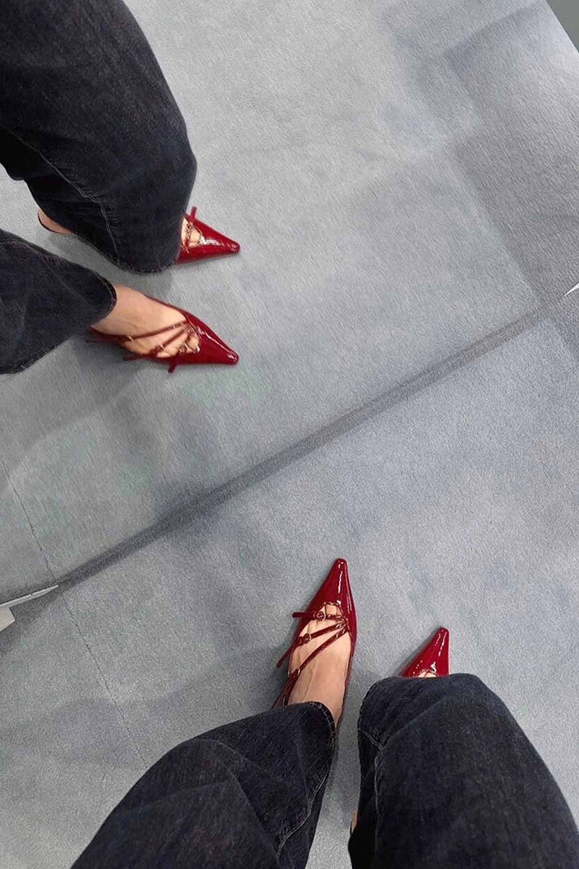 Buckle Pointed Toe Slingback High Heels – AROLORA