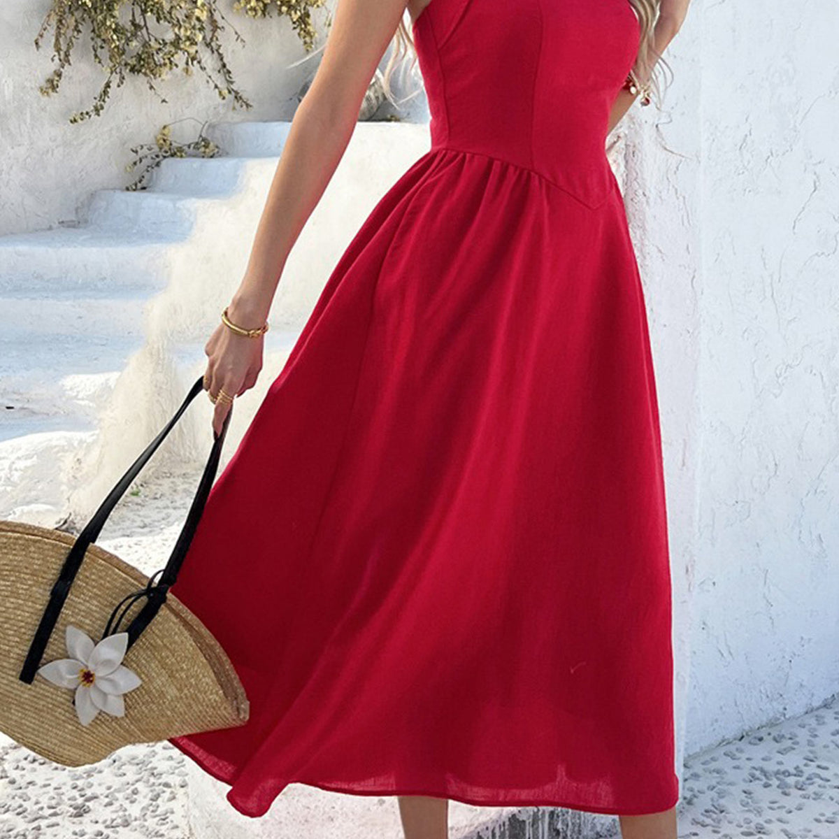 Halter Square Neck High Waist Midi Dress – AROLORA