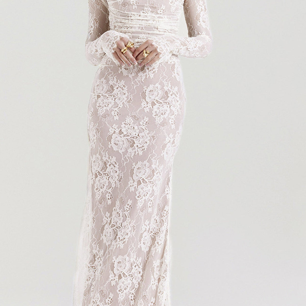 Lace Fishtail Cami Dress With Cover-up – AROLORA