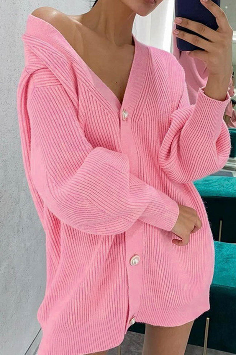 Pearl Button Puff Sleeve Cardigan – AROLORA