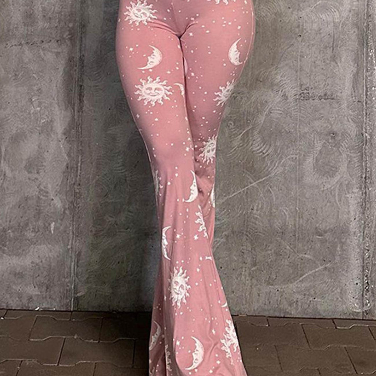 Pink Abstract Print Flares Long Pants – AROLORA