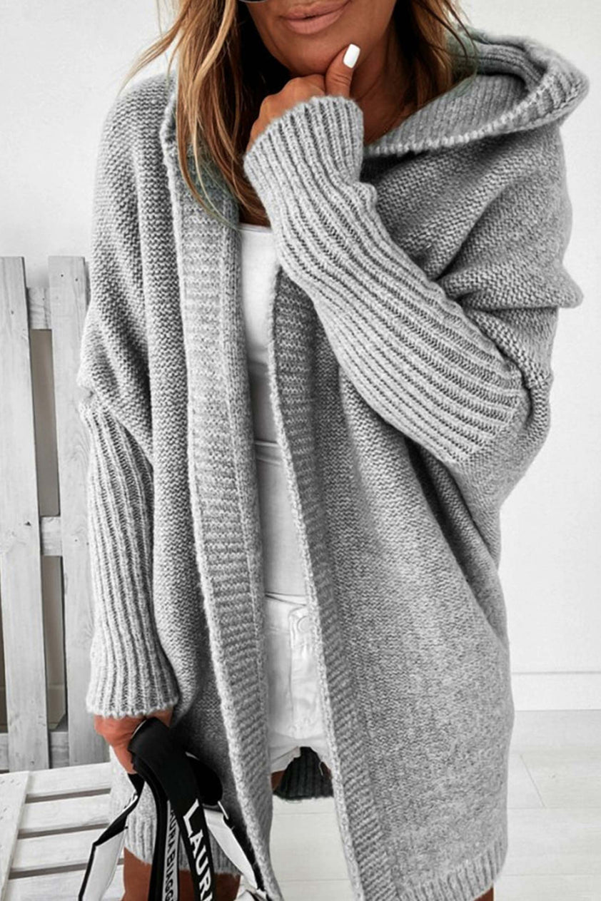 Solid Open Front Hoodie Cardigan – AROLORA