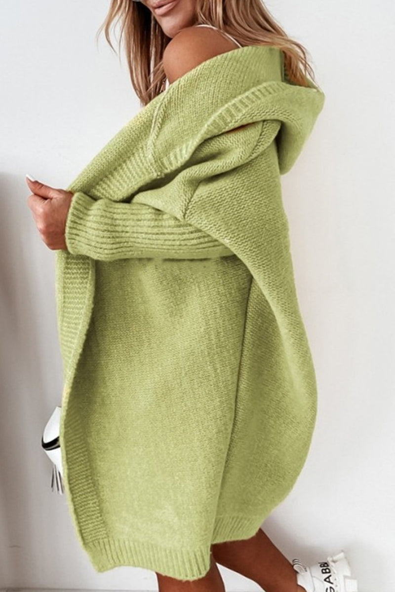 Solid Open Front Hoodie Cardigan – AROLORA
