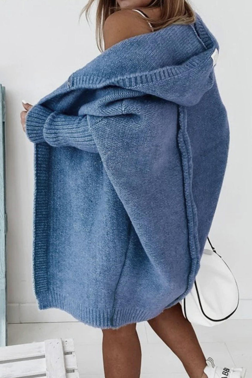 Solid Open Front Hoodie Cardigan – AROLORA