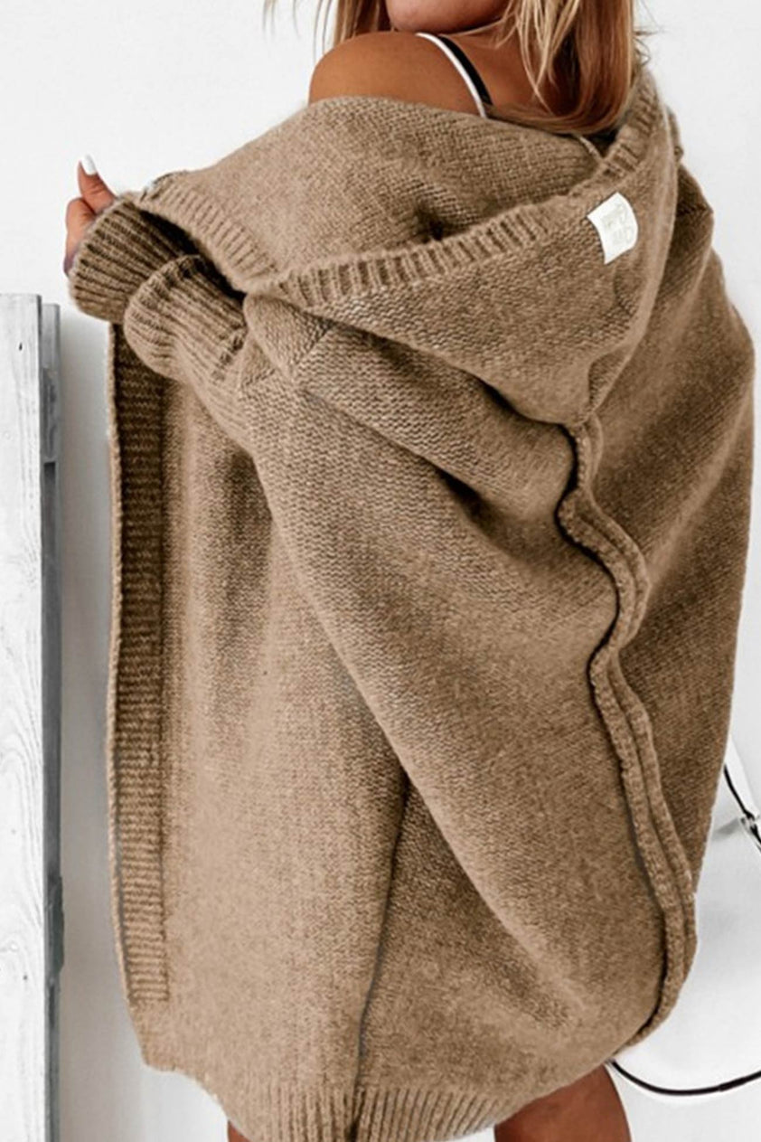 Solid Open Front Hoodie Cardigan – AROLORA