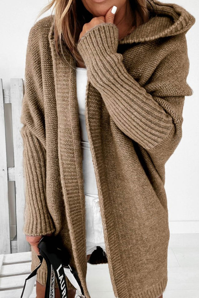 Solid Open Front Hoodie Cardigan – AROLORA