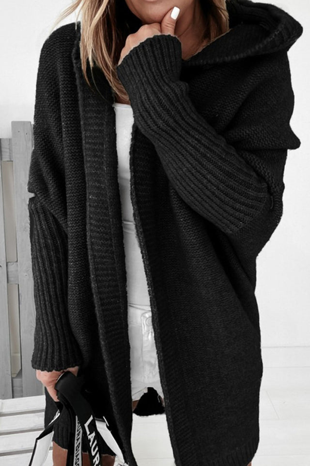 Solid Open Front Hoodie Cardigan – AROLORA
