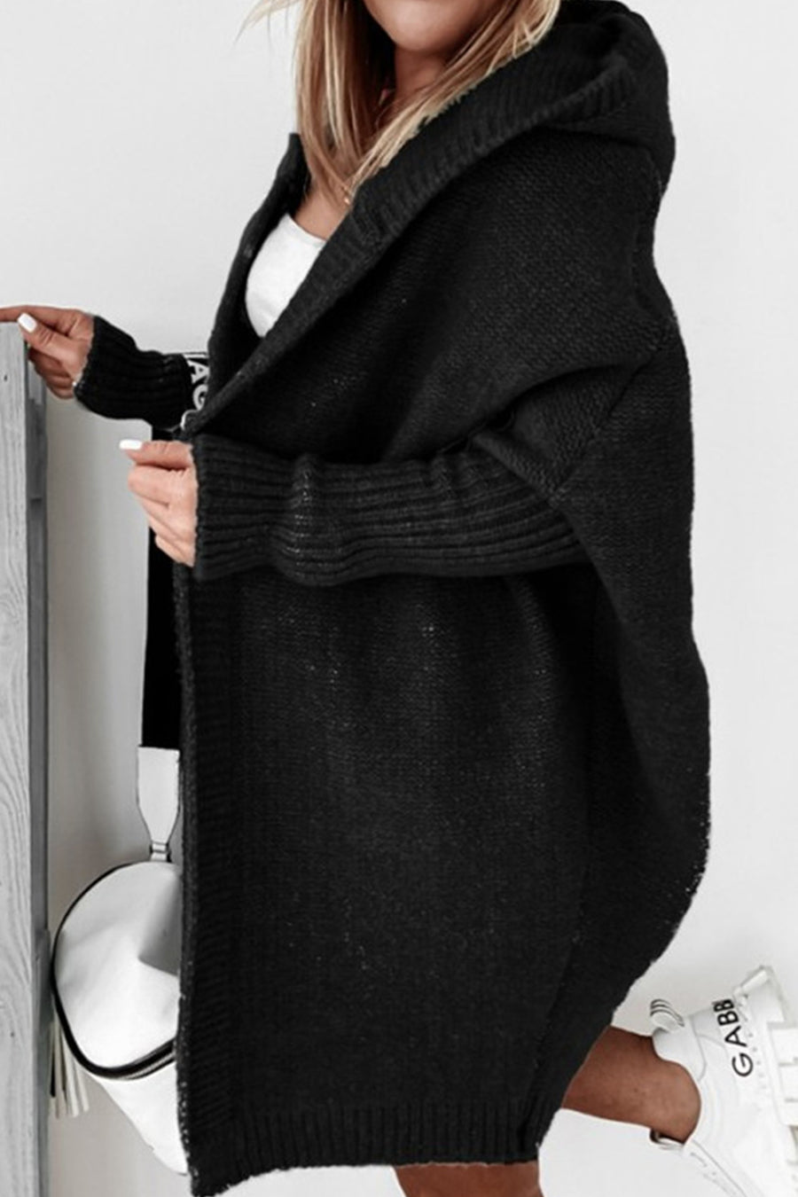 Solid Open Front Hoodie Cardigan – AROLORA