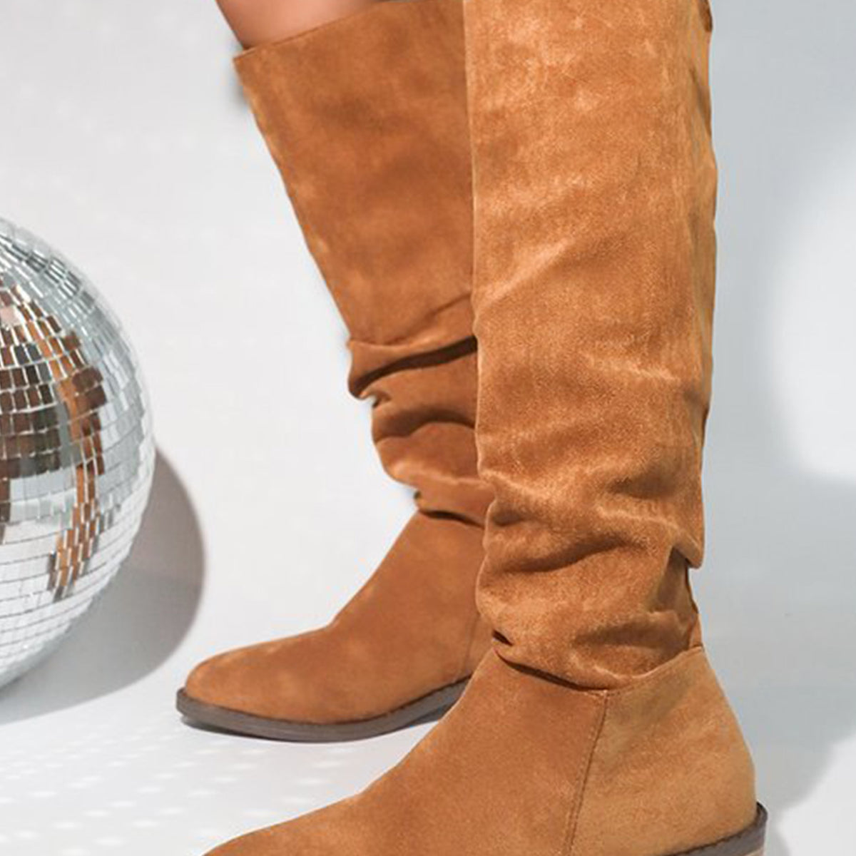 Suede Chunky Heel Stacked Boots – AROLORA