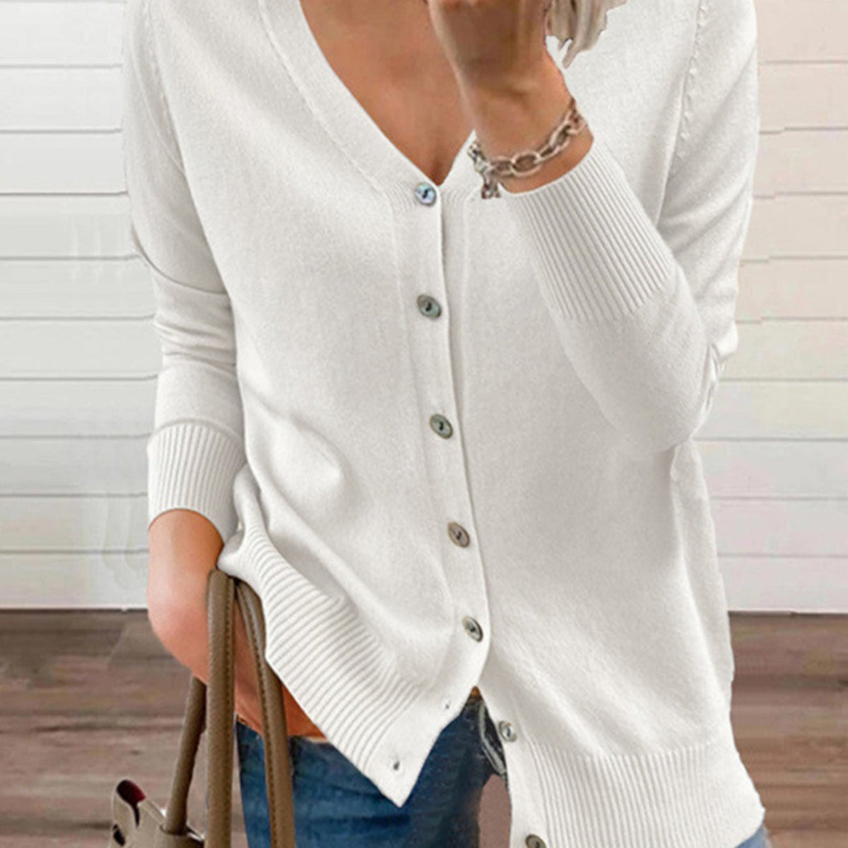 V Neck Button-down Cardigan – AROLORA