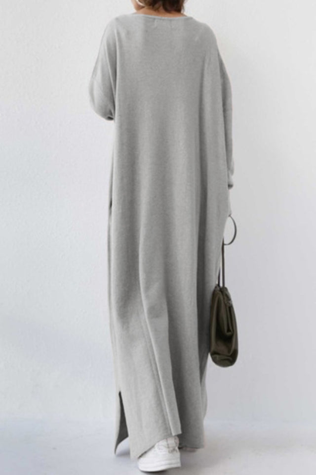 V Neck Slit Hem Sweatshirt Dress – AROLORA
