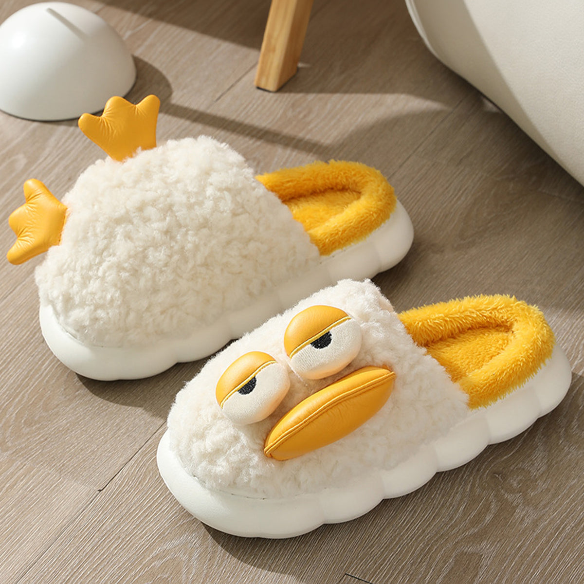 Cute Duck Slip-on Fuzzy Slippers – AROLORA
