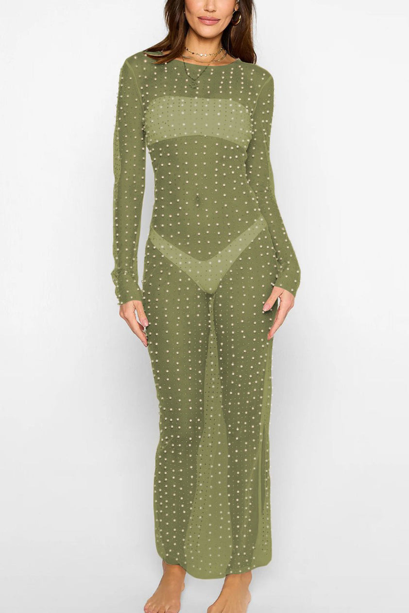 Mesh Full Pearl Cover-up Dress – AROLORA